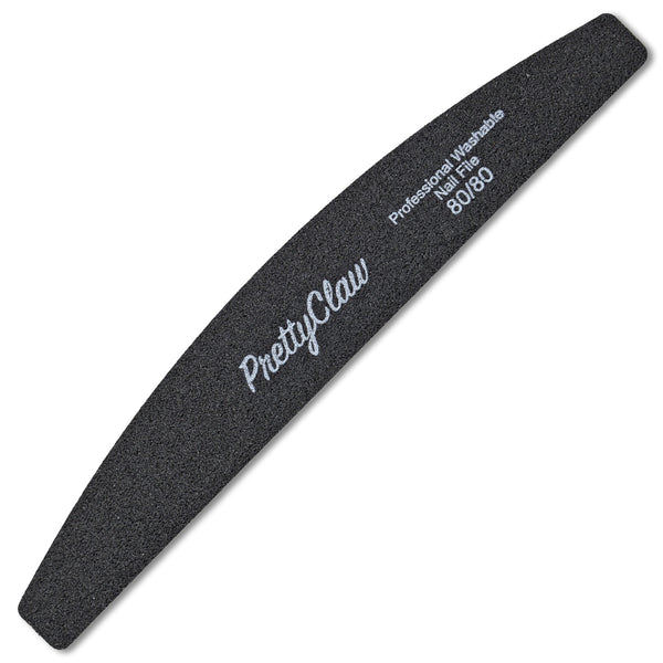 PrettyClaw Acrylic Nail Files Half Moon Shape 80/80 Grit - Black (1 Ca